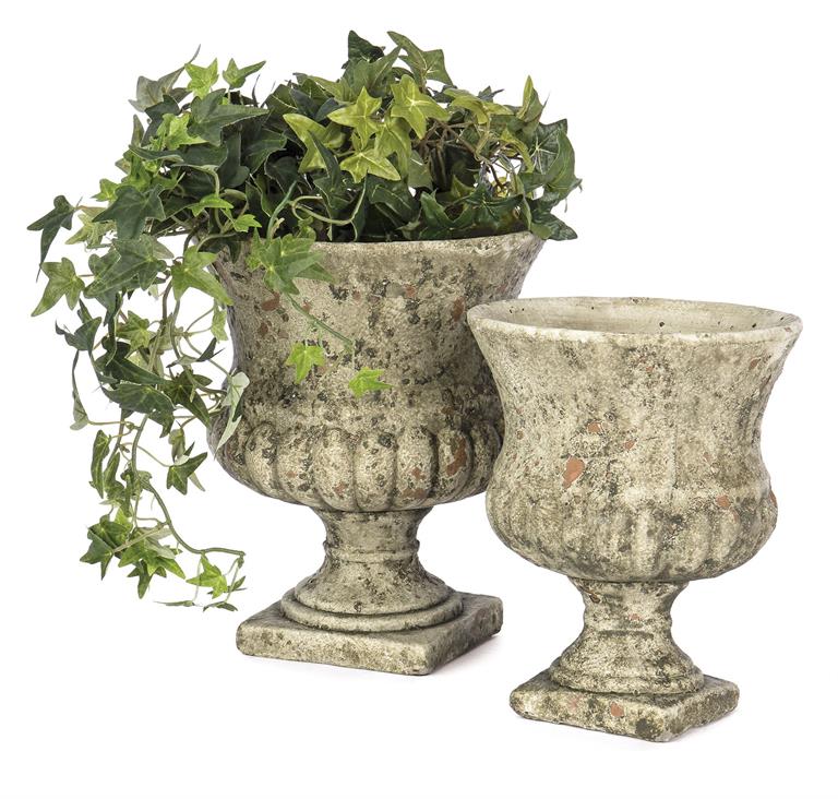 Round Cement Urn 2 Sizes – Wildflowers