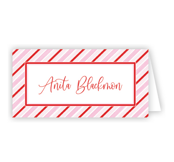 Pink Peppermint Stripe Place Card – Wildflowers