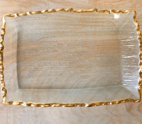 Rectangle Glass Tray with Gold – Wildflowers