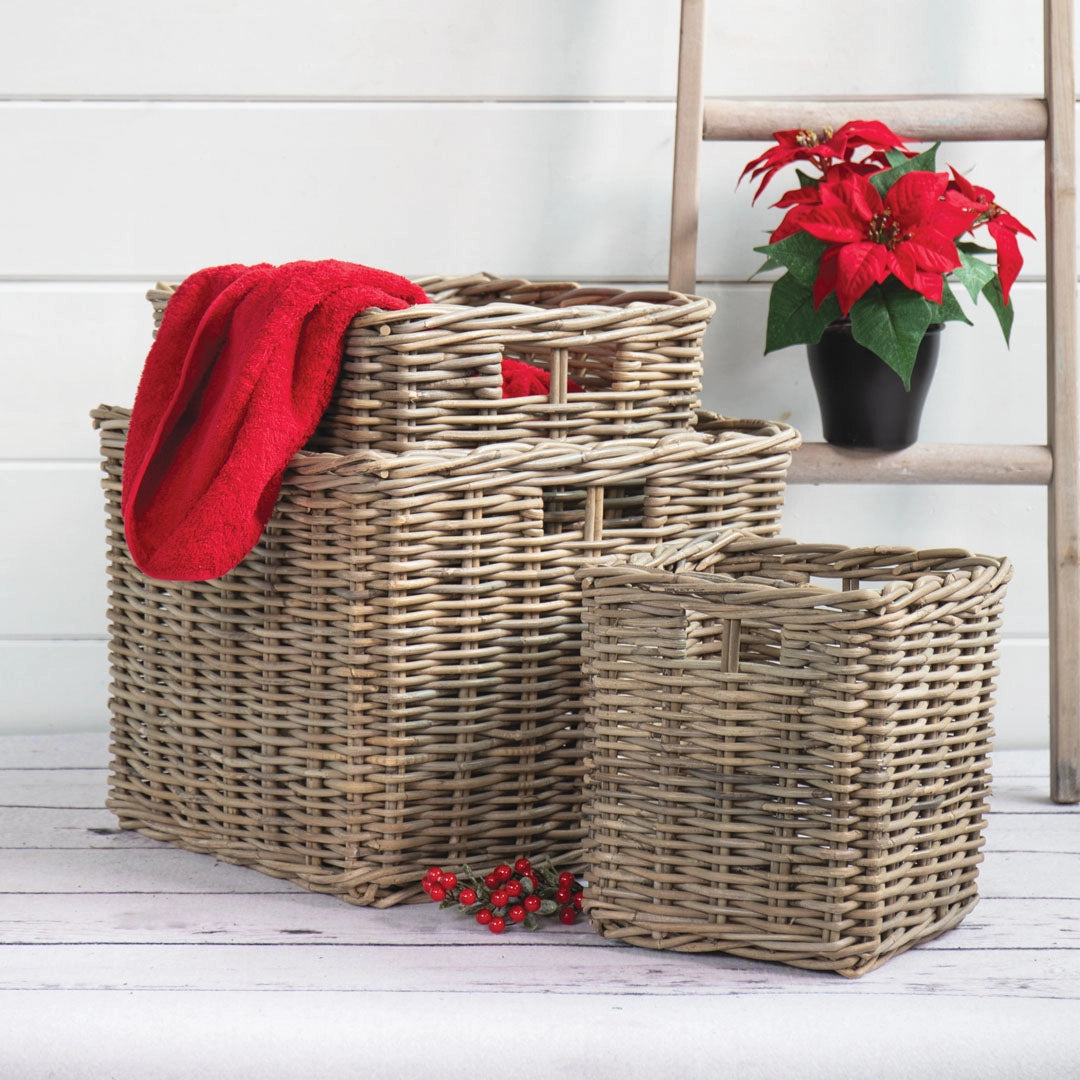 Square Rattan Storage Baskets 3 Sizes – Wildflowers