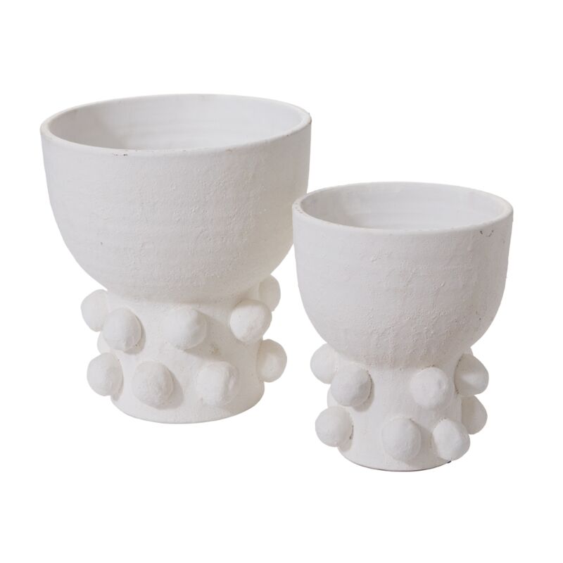 White Footed Pot w/ Spheres Around Base – Wildflowers