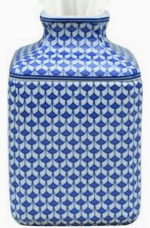 Blue Porcelain Tissue Box – Wildflowers
