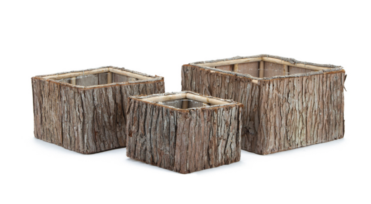 Square Tree Bark Container – Wildflowers